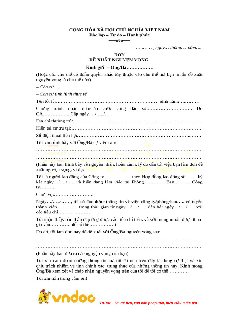 Mau Don de Xuat Nguyen Vong | PDF