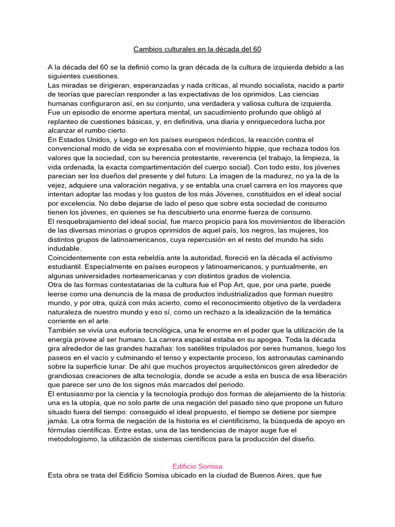 Cambios culturales y arquitectónicos en los 60 | PDF | Capitalismo