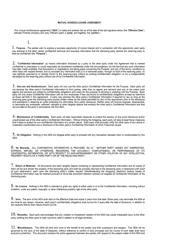 General-NDA-Template 2 | PDF | Non Disclosure Agreement | Business Law