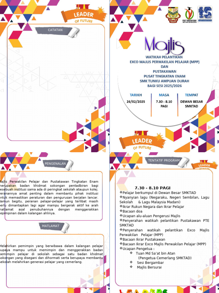 Buku Program Watikah Pelantikan Pss Dan Mpp 2025 | PDF