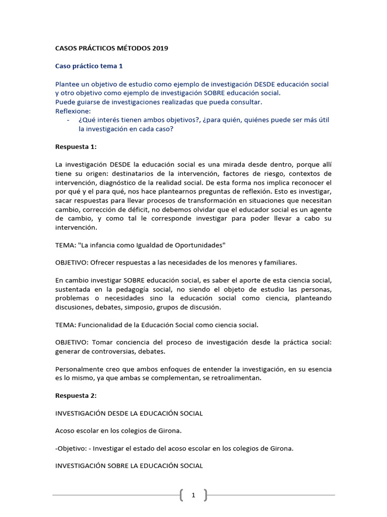 Casos PR Métodos | PDF | Cuestionario | Caso de estudio