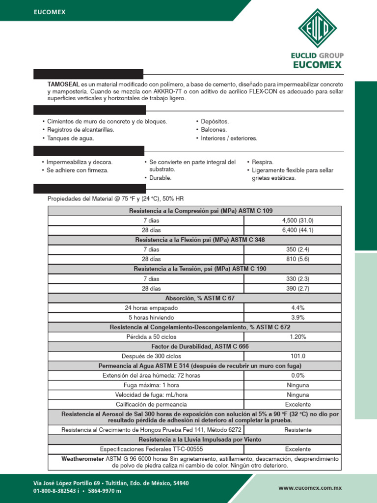 02 Tamoseal | PDF | Agua | Hormigón