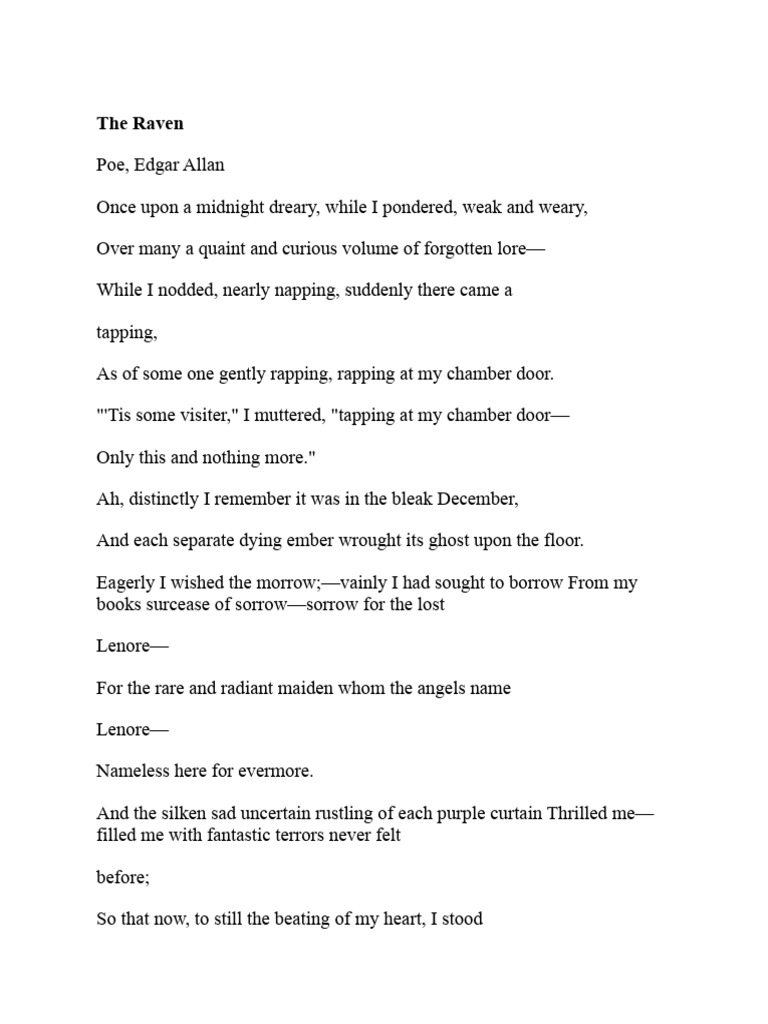 The Raven: A Poem by Edgar Allan Poe | PDF | The Raven | Religious ...