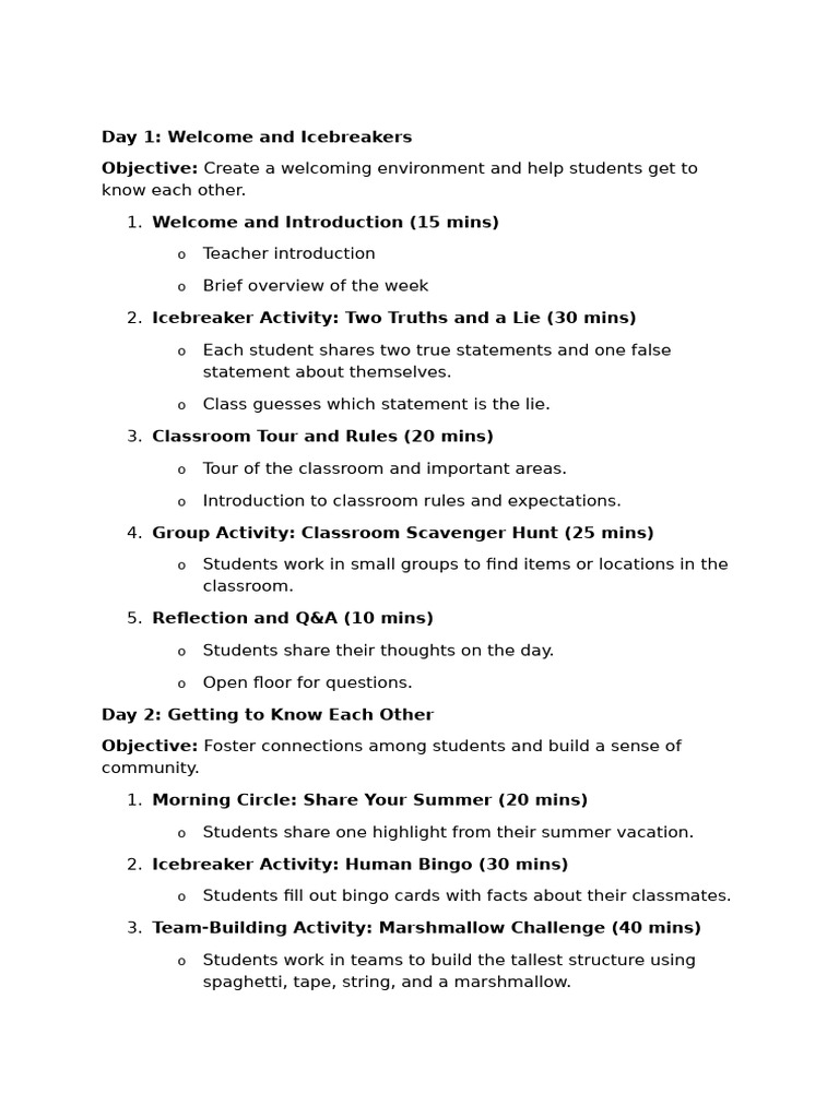 Classroom Icebreakers and Culture Building | PDF | Behavioural Sciences ...