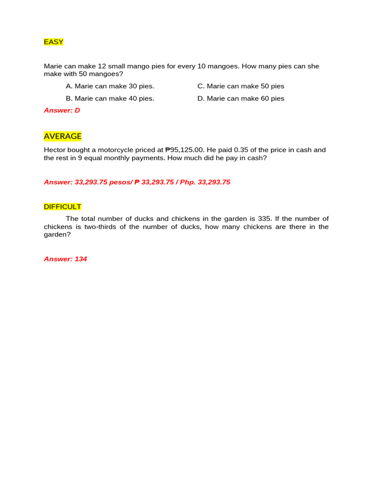 math quiz | PDF