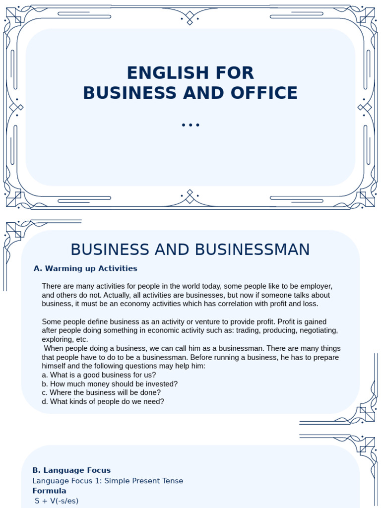 English For Business | PDF | Grammatical Tense | Verb