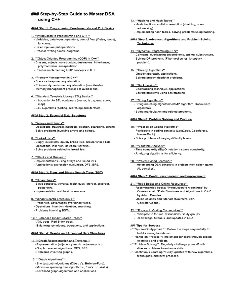 0.0 Step-by-Step Guide To Master DSA Using C++ | PDF | C++ | Applied Mathematics