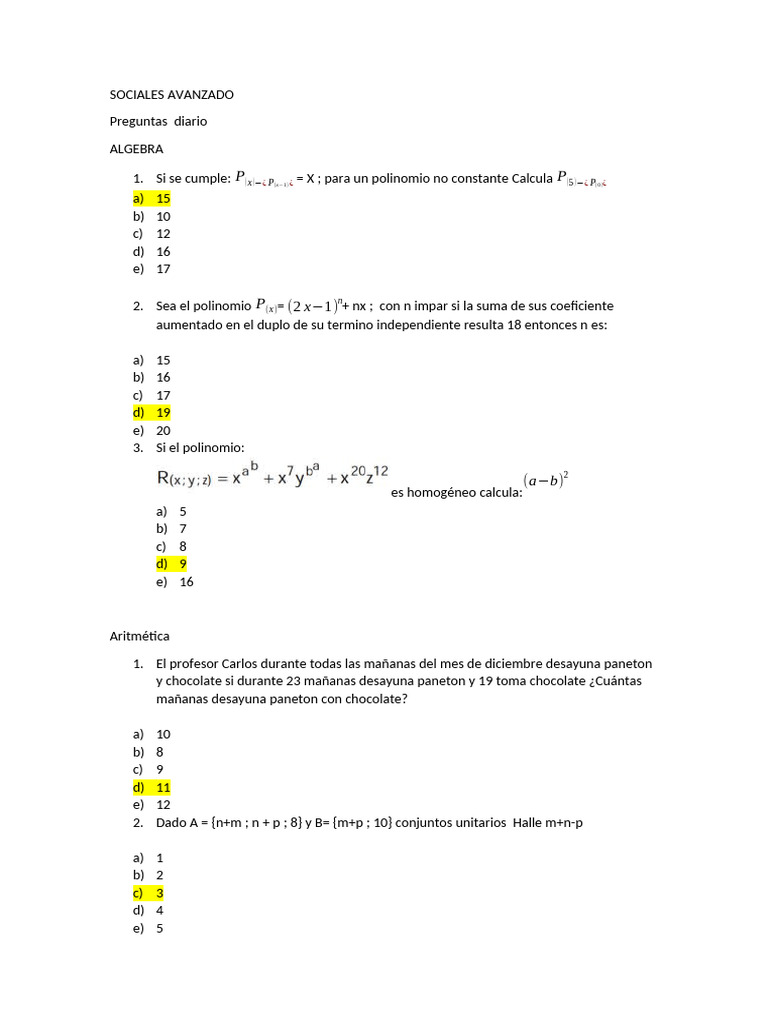Preguntas Diario | PDF | Álgebra abstracta | Matemáticas
