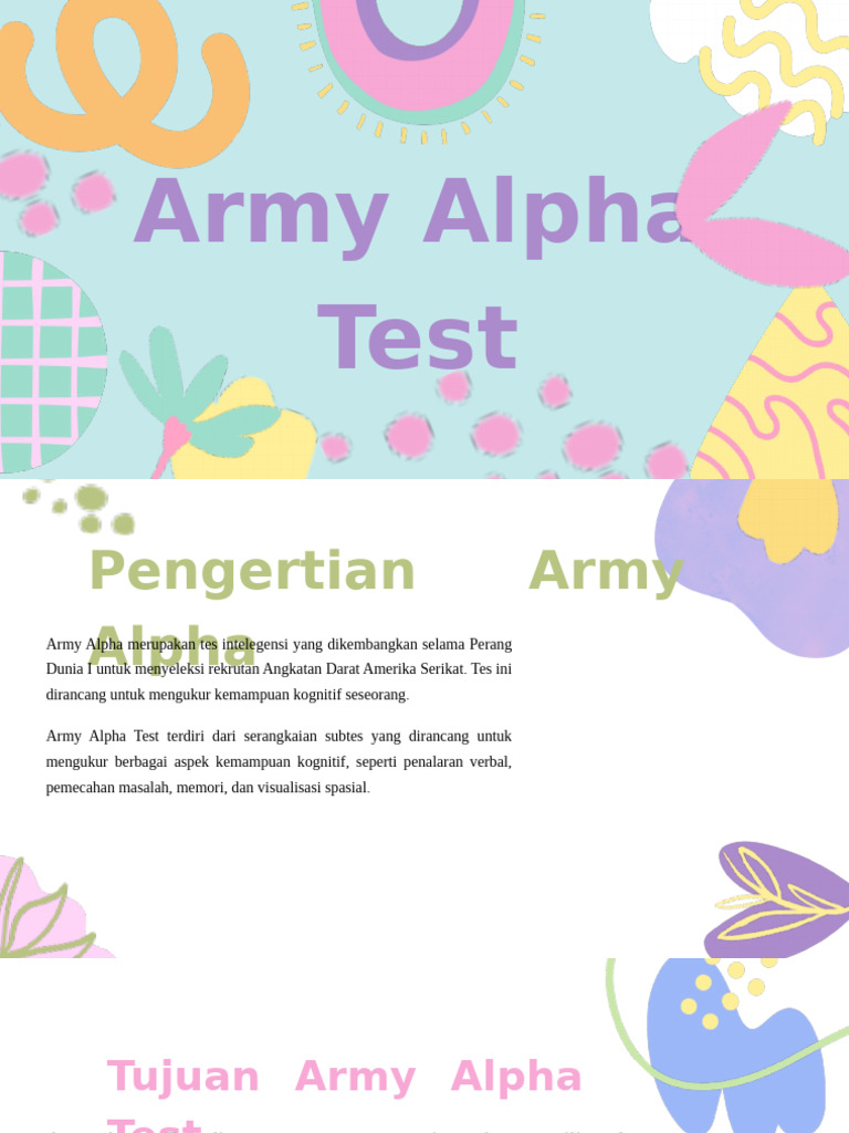 Pengertian dan Tujuan Army Alpha Test | PDF