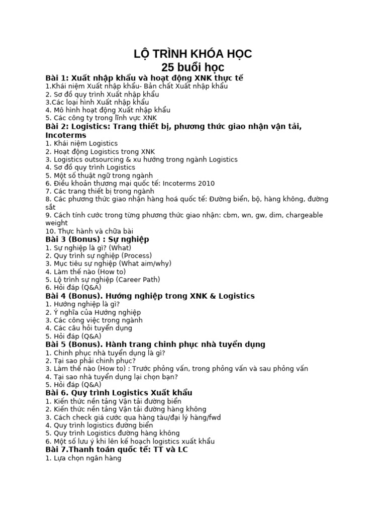 Lộ trình học logistic | PDF