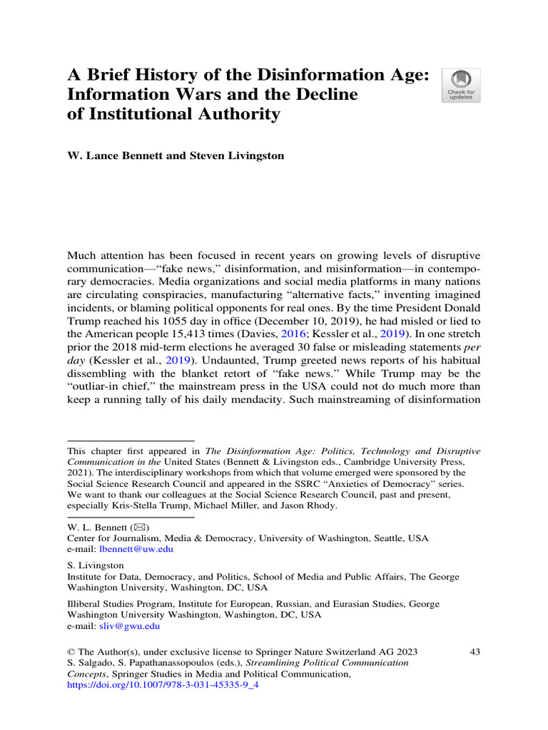 A brief history of the disinfo age information wars and the decline of insitutional authority ...