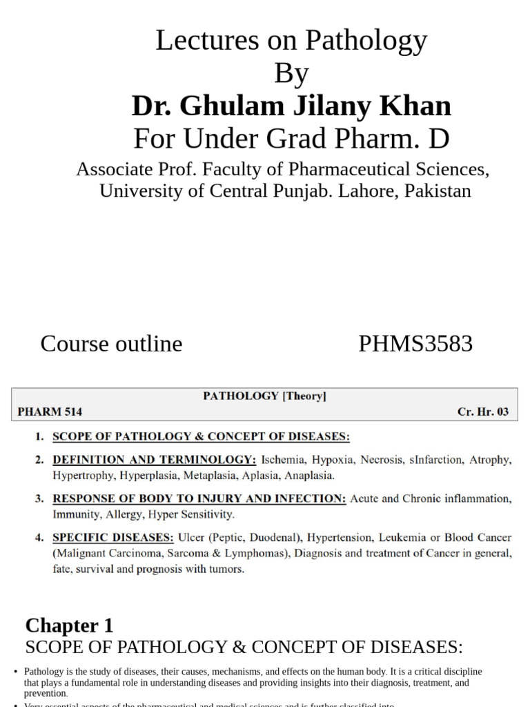 Patho Lecture ONE 15102024 | PDF | Pathology | Medical Specialties