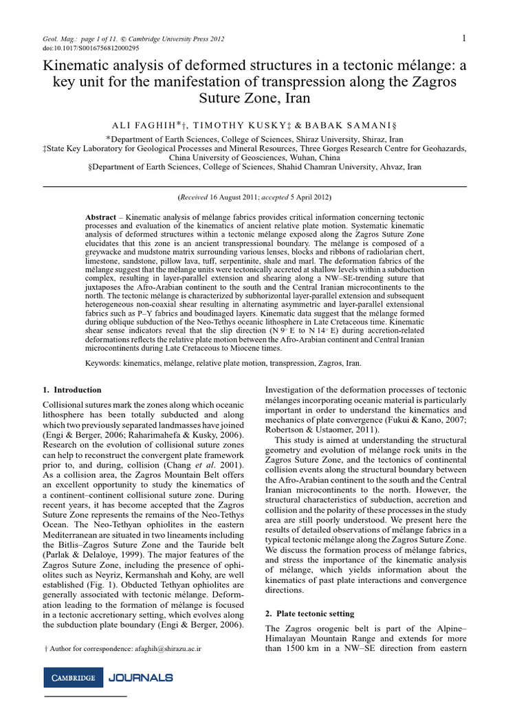 Kinematic Analysis of Deformed Structure | PDF | Plate Tectonics ...