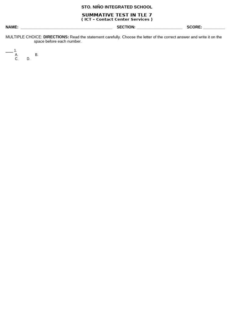 SUMMATIVE TEST Q4 TLE 7 & 10 | PDF | Alcoholic Beverages | Tableware