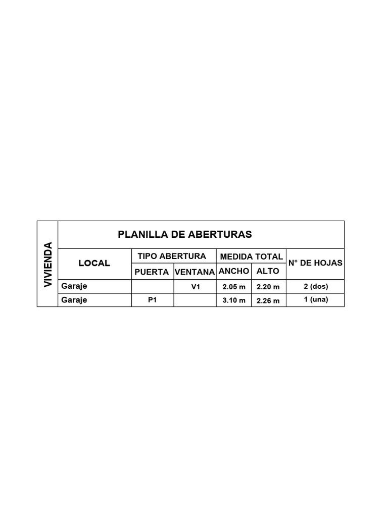 Planilla de Aberturas-Layout2 | PDF
