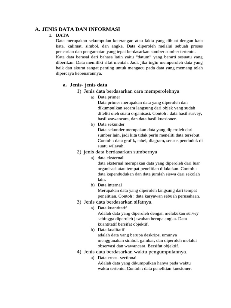 Jenis Data dan Informasi Penting | PDF
