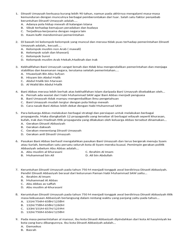 SOAL PAS SKI KELAS 8 | PDF