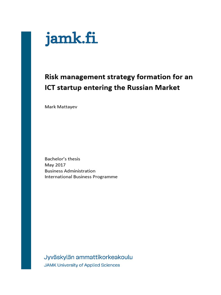 Thesis- Risk Management Strategy -Mattayev Mark | PDF | Risk | Risk Management