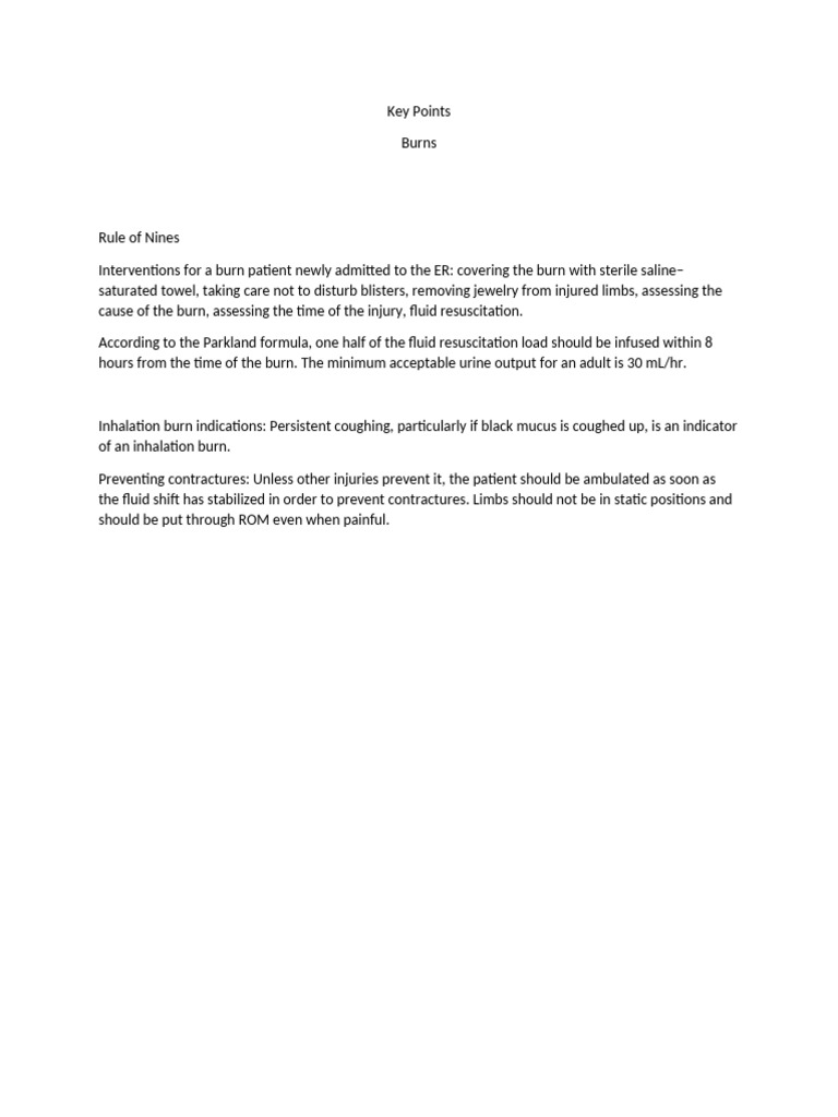 Key Points Burns | PDF
