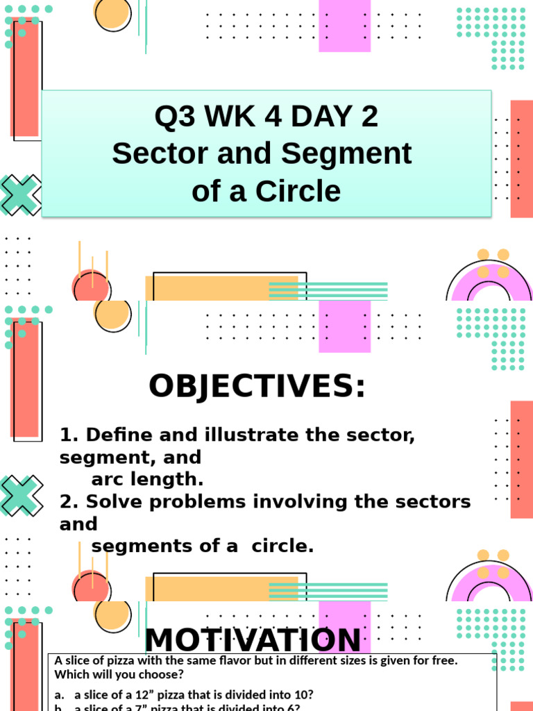 q3 w4 Day2 Sector and Segment of a Circle | PDF | Circle | Area