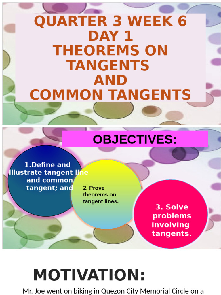 GC w6 Theorems On Tangents Common Tangents | PDF | Circle | Triangle