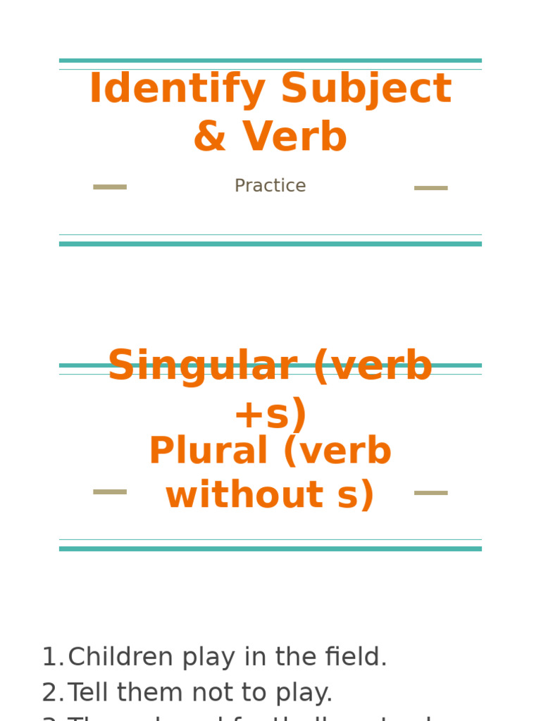 Identify Subject - Verb | PDF