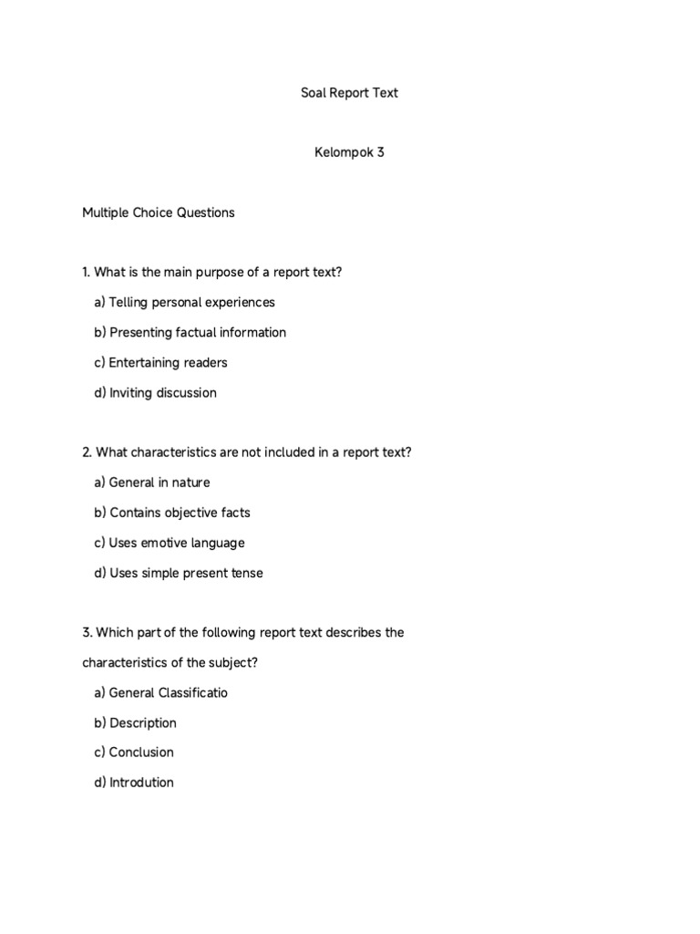 Soal Report Text-wps Office | PDF | Penguin | Elephant