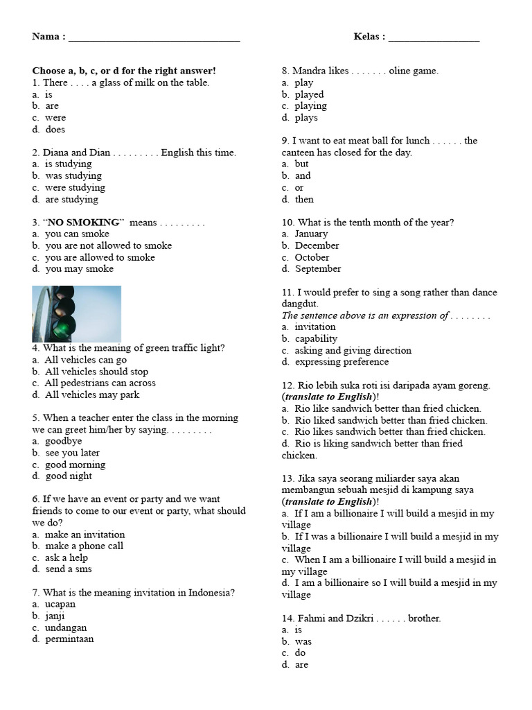 Soal Bahasa Inggris SMP - Glori | PDF