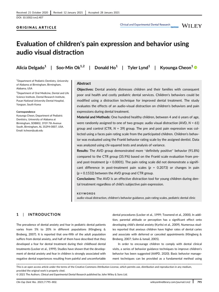 Evaluation of Children's Pain Expression and Behavior Using Audio ...