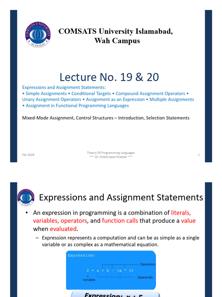 Lecture 19 & 20 | PDF | Control Flow | Programming Language Lecture 19 & 20 | PDF | Control Flow | Programming Language