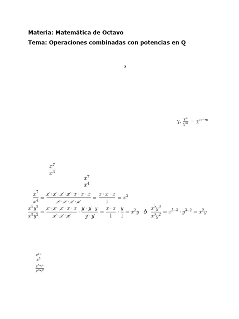 B.4 Operaciones Combinadas Con Potencias en Q - 1 | PDF