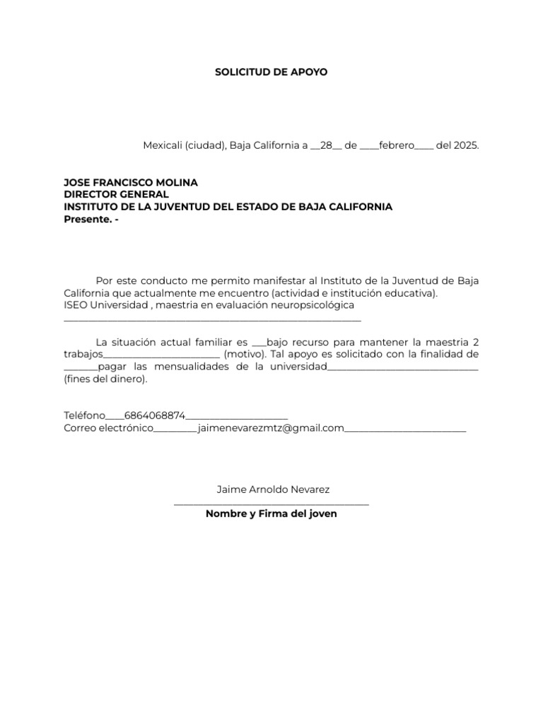 SOLICITUD DE APOYO.docx | PDF