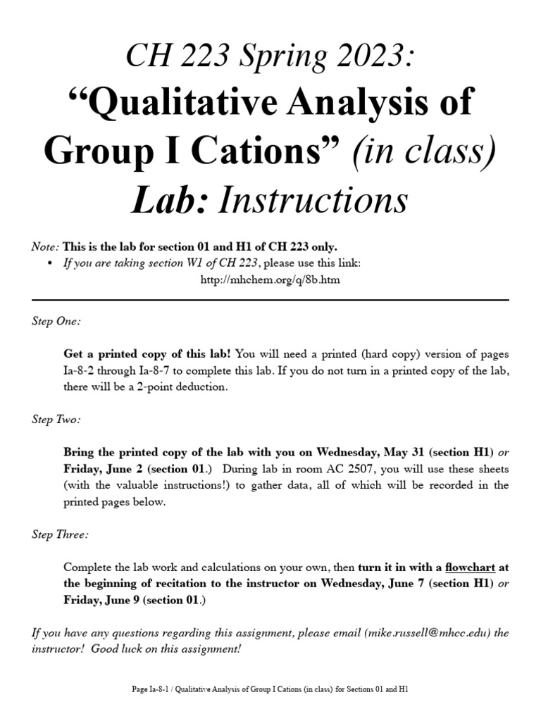 Qualitative Analysis of Group I Cations | PDF | Precipitation ...