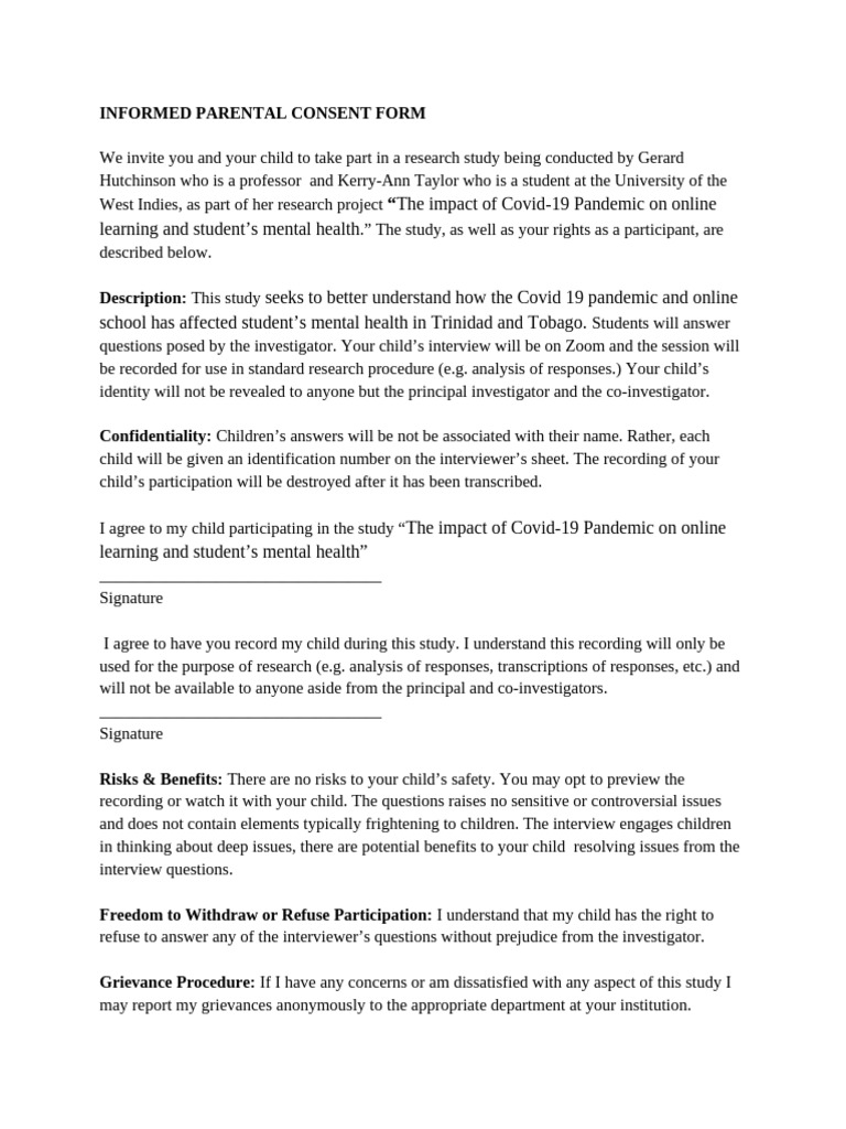 Informed Consent for Student Study | PDF | Informed Consent | Consent