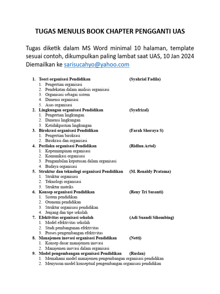 Pop Tugas Menulis Book Chapter Pengganti Uas | PDF