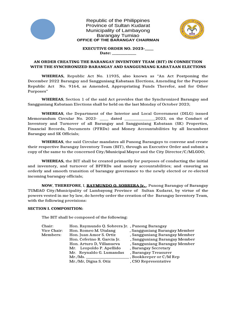 BIT Executive Order | PDF