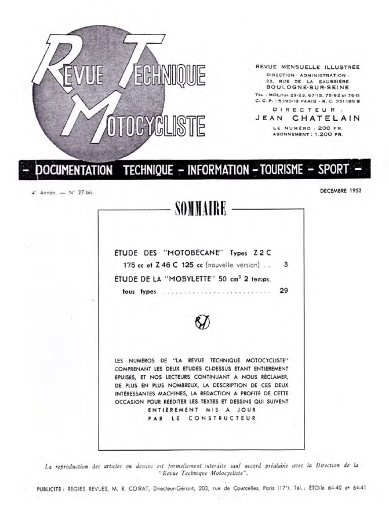 RMT 027 Bis Motobécane 1952 | PDF