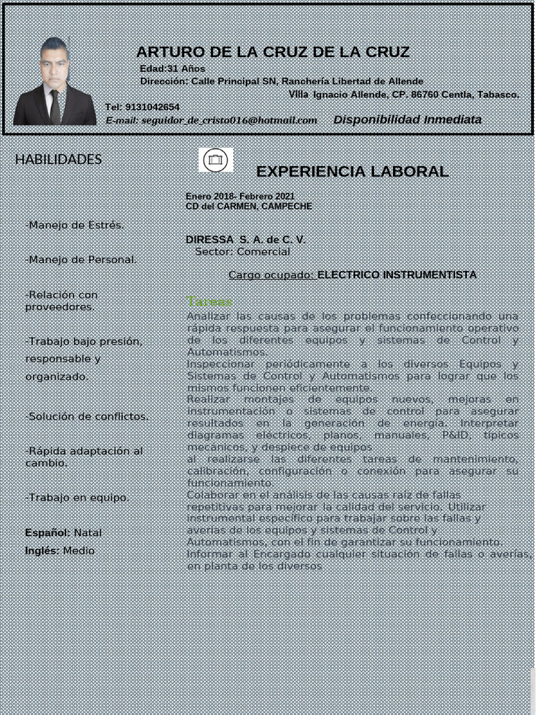 CV-ARTURO DE LA CRUZ DE LA CRUZ | PDF | Informática