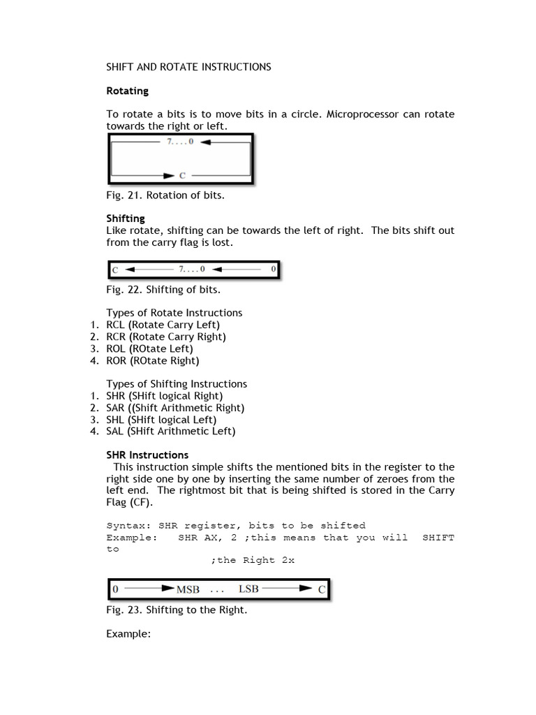 Shift and Rotate Instructions | PDF | Computing | Computer Science