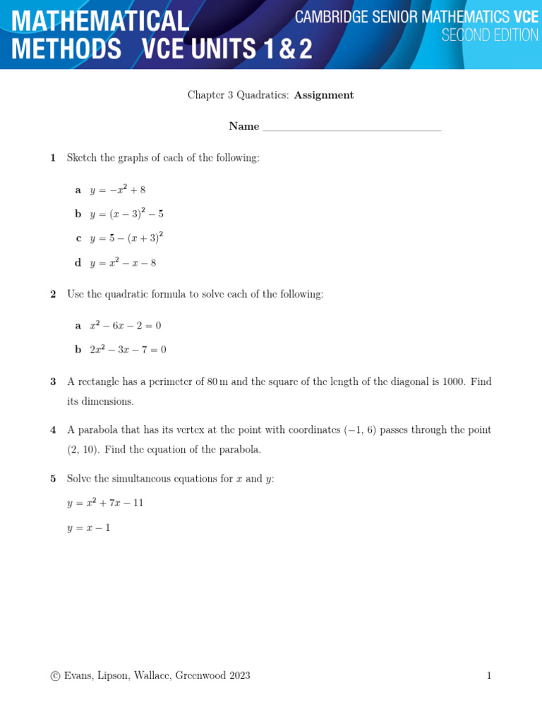 Quadratics Practice Test | PDF | Quadratic Equation | Area