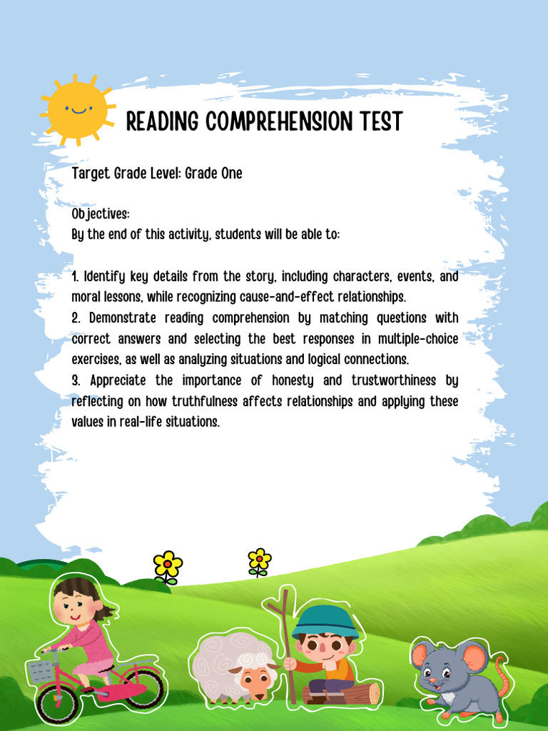 Grade One Reading Comprehension Test | PDF