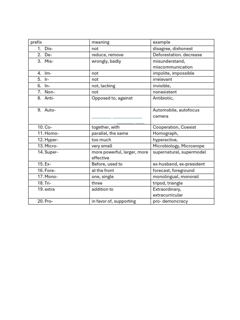 Common Prefixes and Their Meanings | PDF