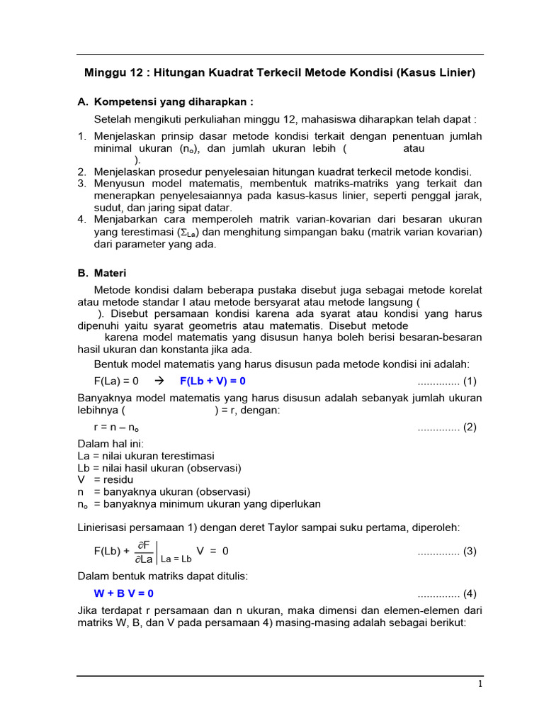 Matriks Varian Kovarian dalam Hitungan Kuadrat | PDF