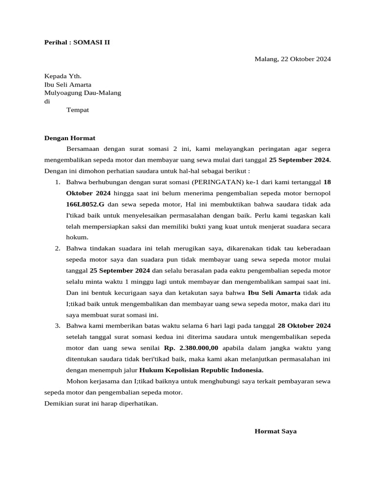 SURAT - SOMASI 2 Anang | PDF