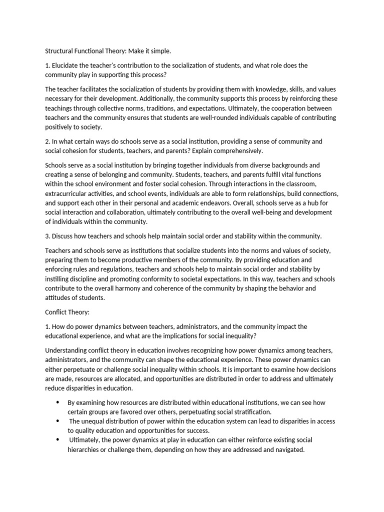 Structural Functional Theory | PDF | Teachers | Social Inequality