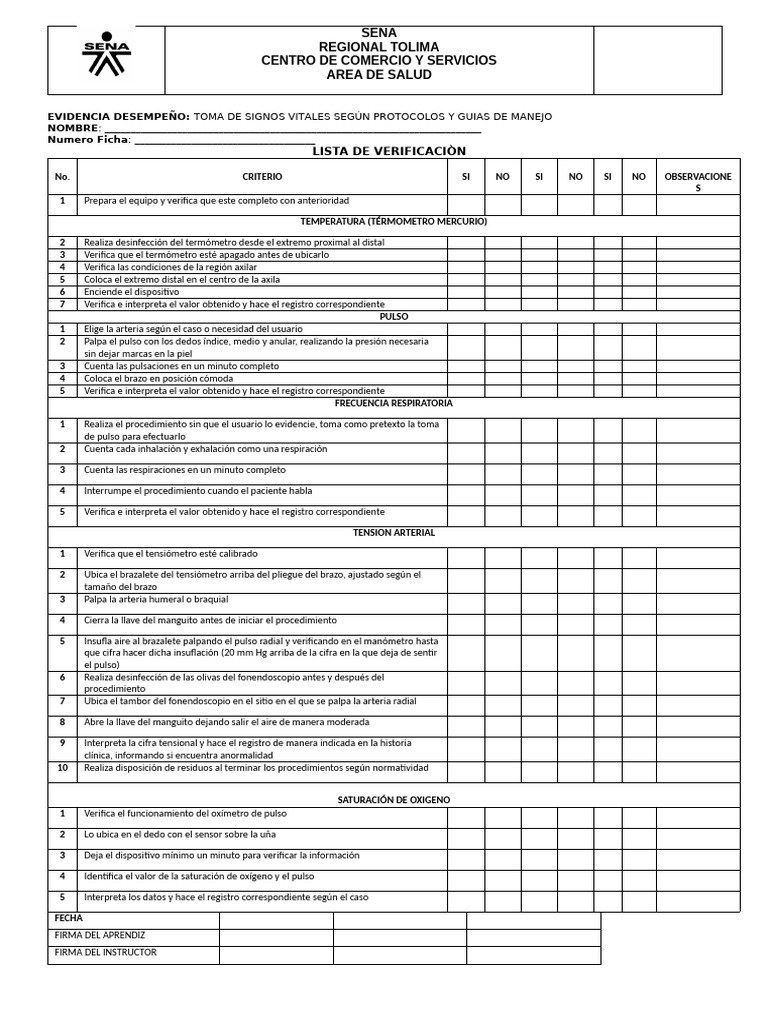 LISTA CH SIGNOS VITALES - copia | PDF | Legumbres | Presión sanguínea