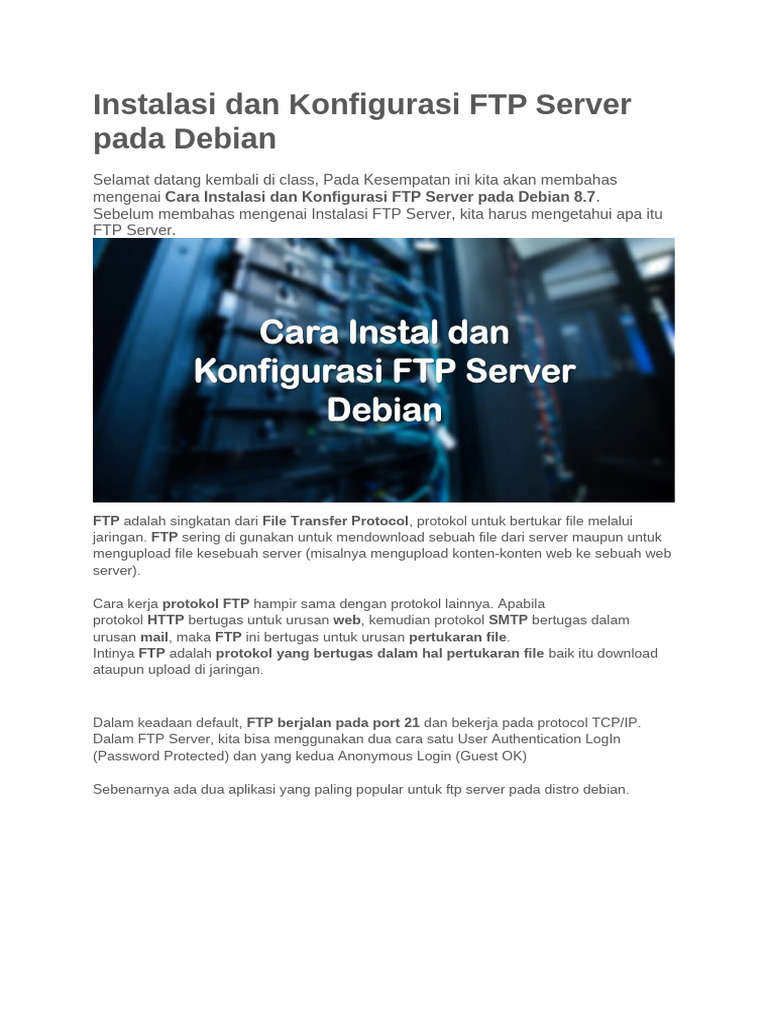 Instalasi Dan Konfigurasi FTP Server Pada Debian | PDF