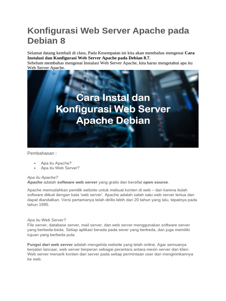 Konfigurasi Web Server Apache Pada Debian 8 | PDF