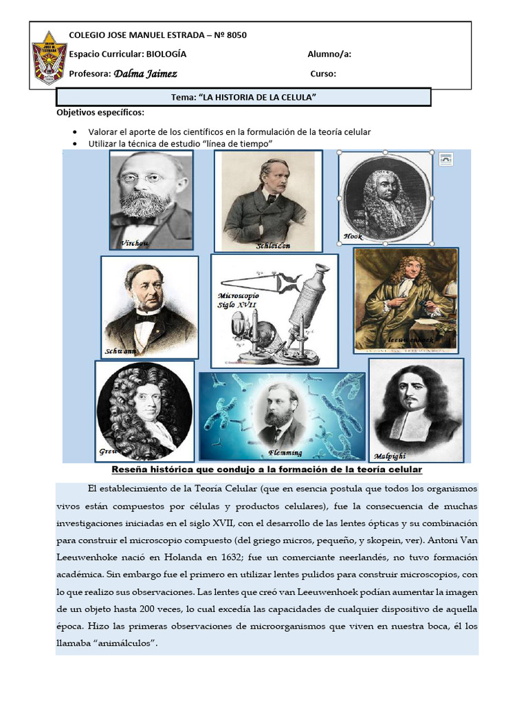 Historia de la Teoría Celular | PDF | Biología Celular) | Microscopio