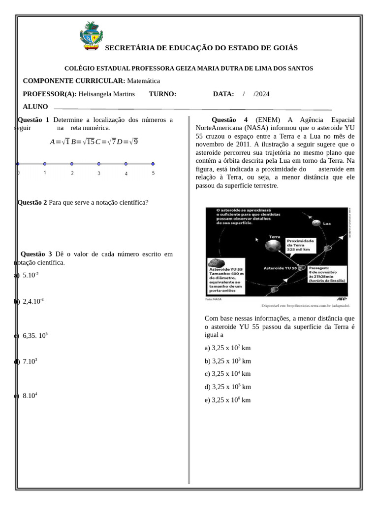 Menor Distância do Asteroide YU 55 | PDF | Asteroide | Terra